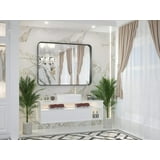 MyDepot Black Metal Framed Vanity Rounded Rectangle Bathroom Mirrors ...