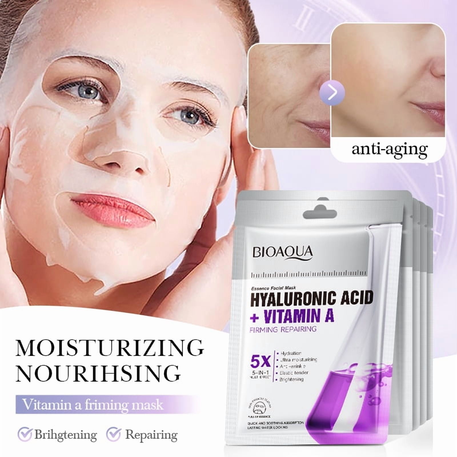 Bioaoua Hyaluronic Acid Vitamin A Firming Repair Mask (Foreign Edition ...
