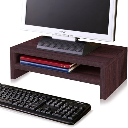 Way Basics WB-STAND-2-EO 2-Shelf Computer Monitor Stand Riser, Espresso ...