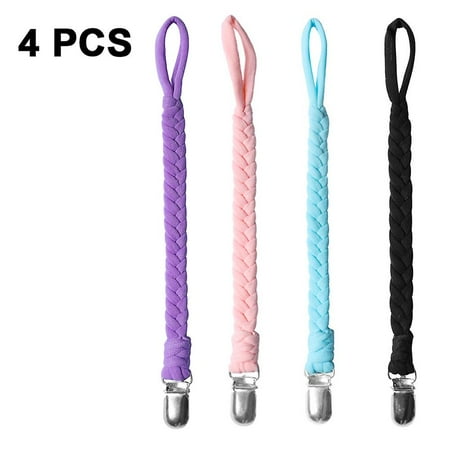 Clips de sucette pour garçons et filles 4 Pack, matériau tressé, clip ...