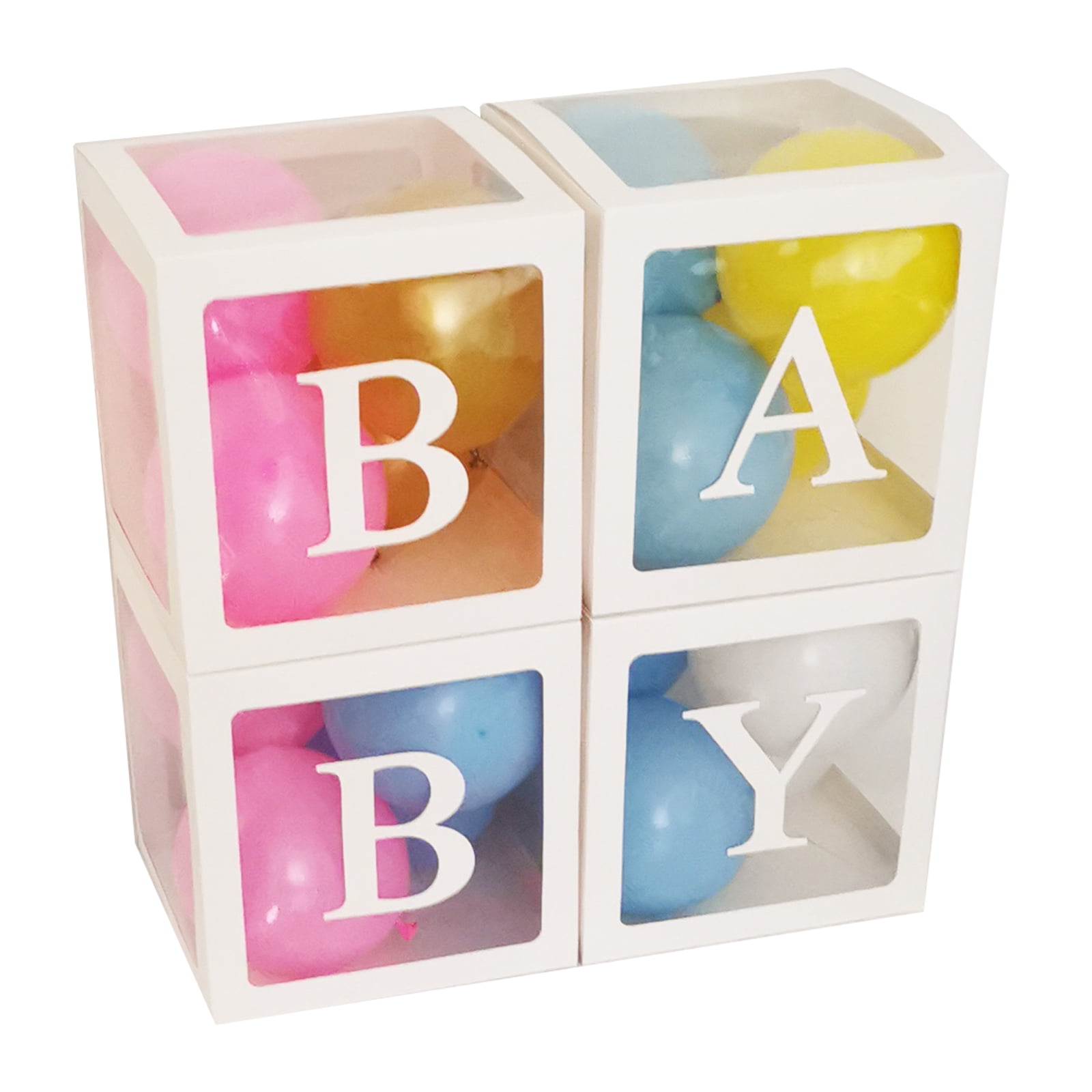 Baby Shower Birthday Decoration Balloon Box, 4 Pcs White Transparent ...