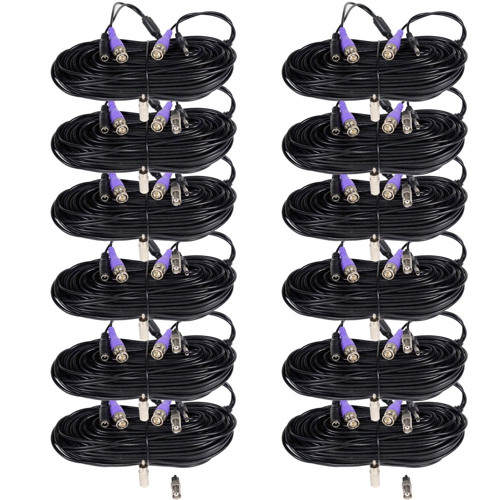 VideoSecu 12x 100 Feet Security Camera Extension Cable Video Power Cord ...