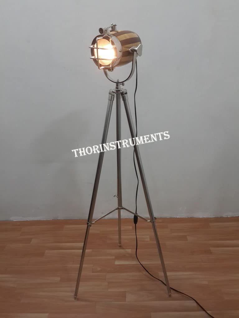 Royal Designer Wooden Spot Light With Chrome Tripod Floor Lamp Home ...