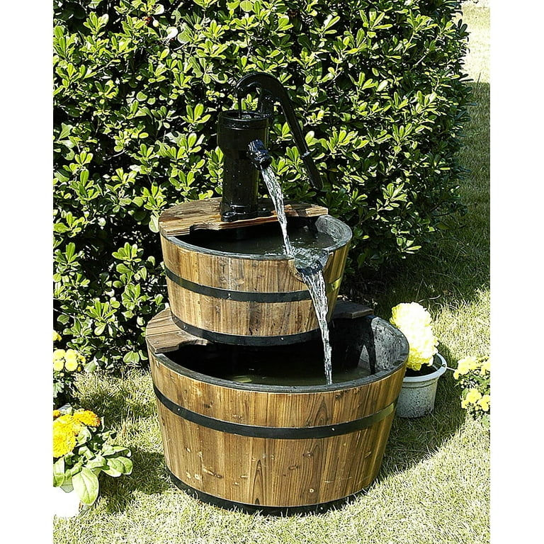 Wood Backyard Fountains VidaXL Water Fountain With Pump 28x28x34.5 Cm