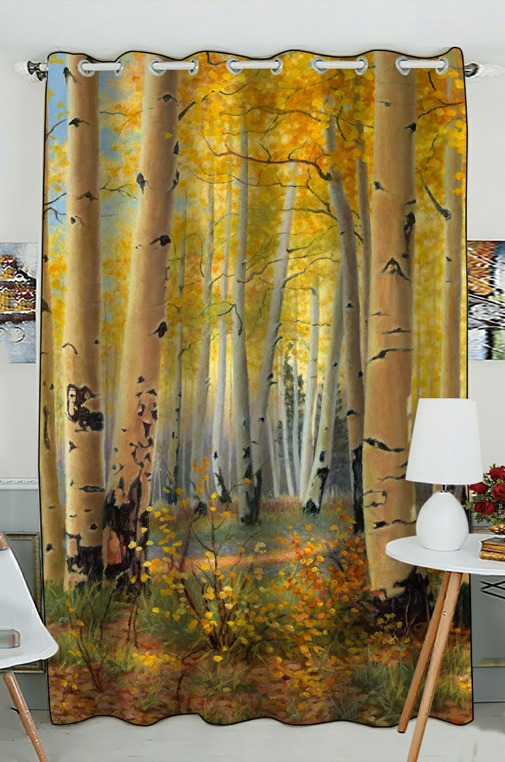 ZKGK Birch Tree Window Curtain Drapery/Panels/Treatment For Living Room ...