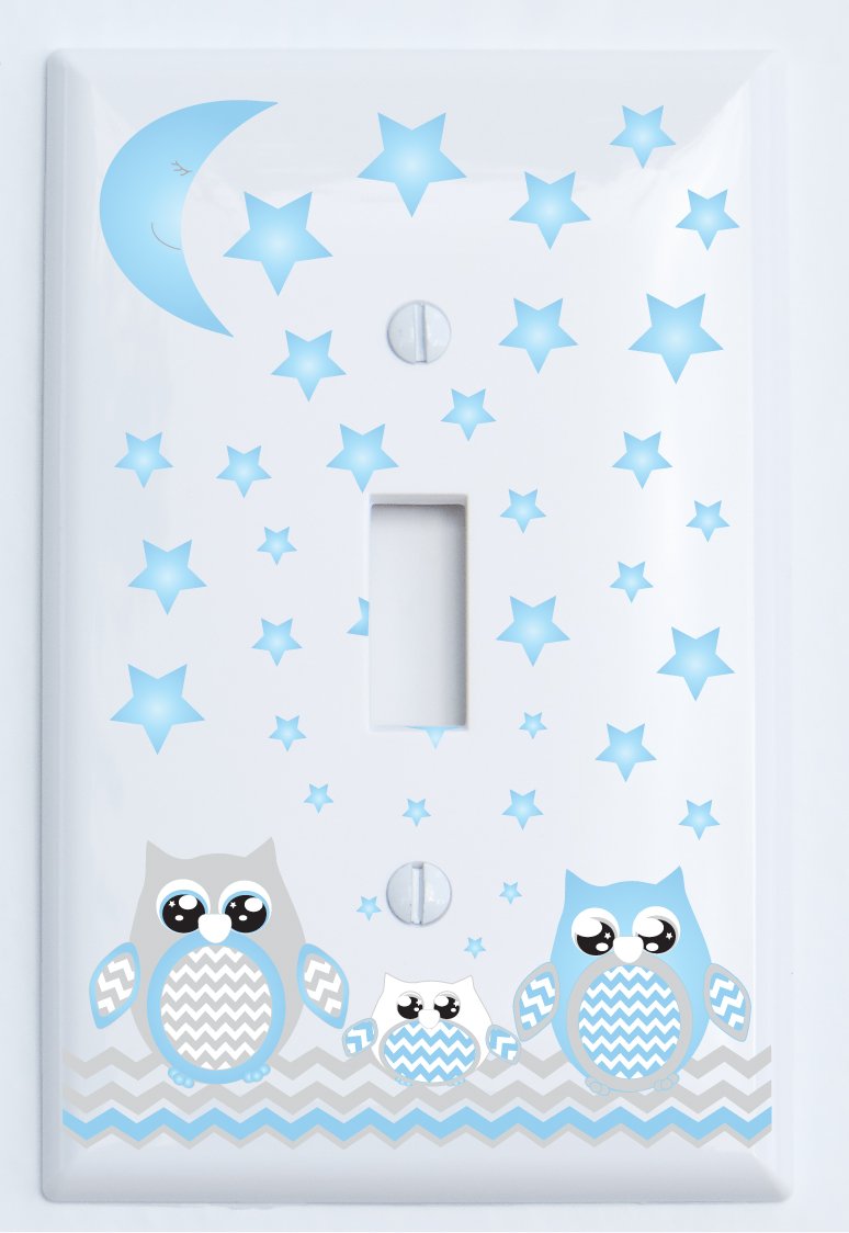 Grey and Blue Owl Light Switch Wall Plate and Owl Outlet Covers/Owl ...
