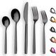 20 Pieces Titanium Black Plated Stainless Steel Flatware Set ...