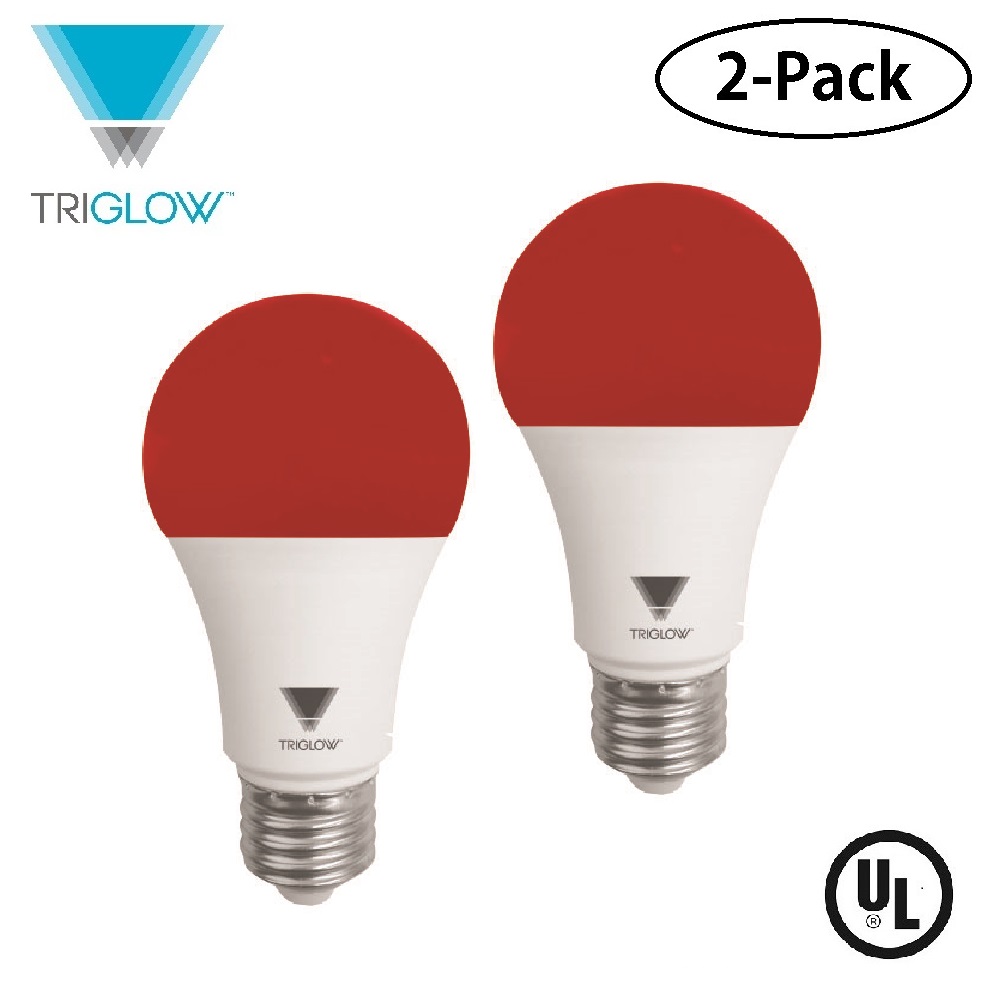 TriGlow T90951 LED A19 Light Bulb, 9W (40W Equivalent) Red Light Bulb ...