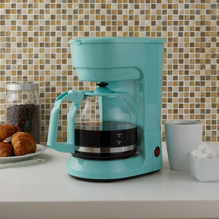 Mainstays 12-Cup Glass Carafe Coffee Maker, Mint Green - Walmart.com ...