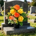 Artificial Rose Potted Flowers For Cemetery Memorial Grave Decoration ...