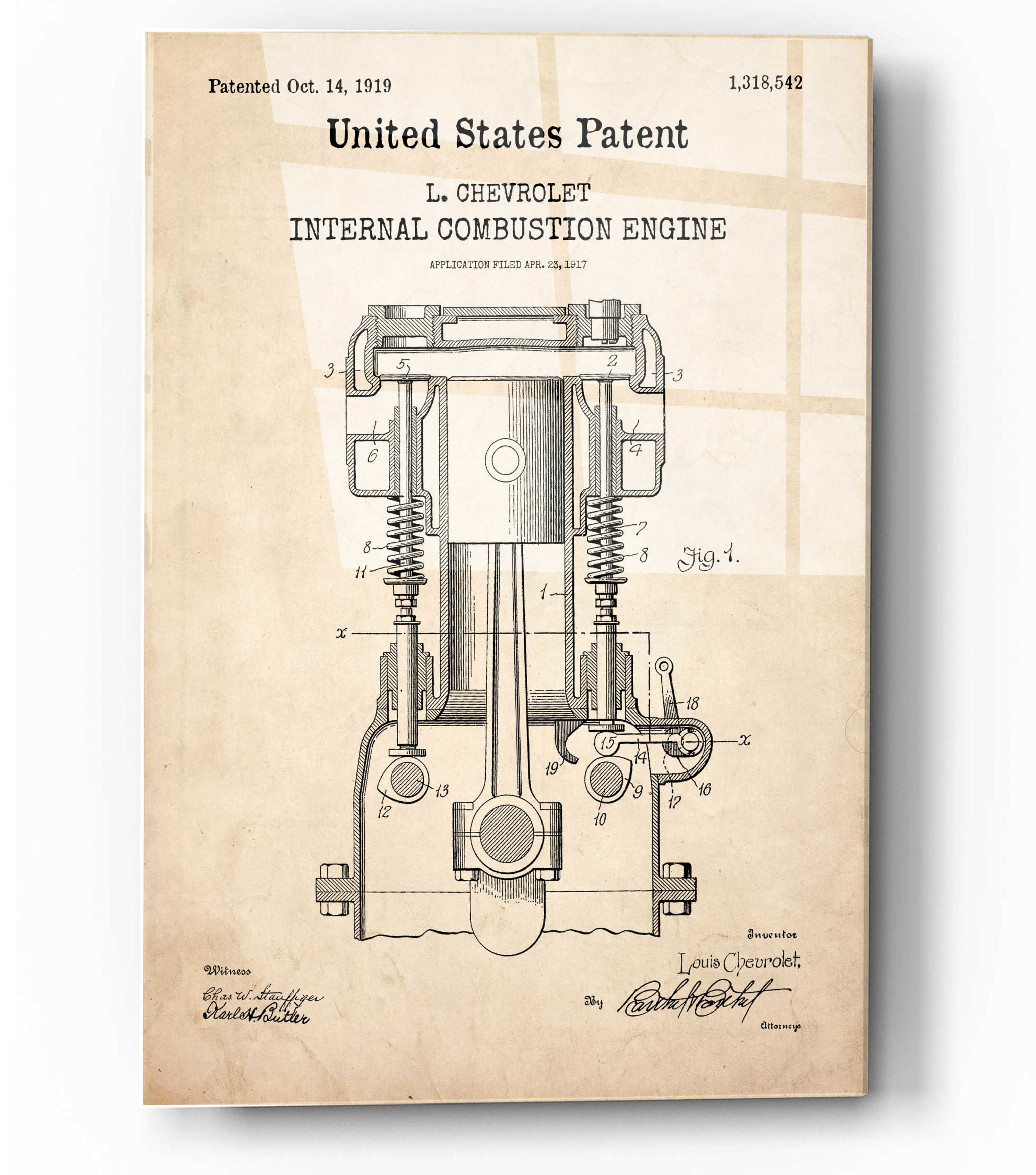 Epic Art 'Combustion Engine Blueprint Patent Parchment,' Acrylic Glass ...