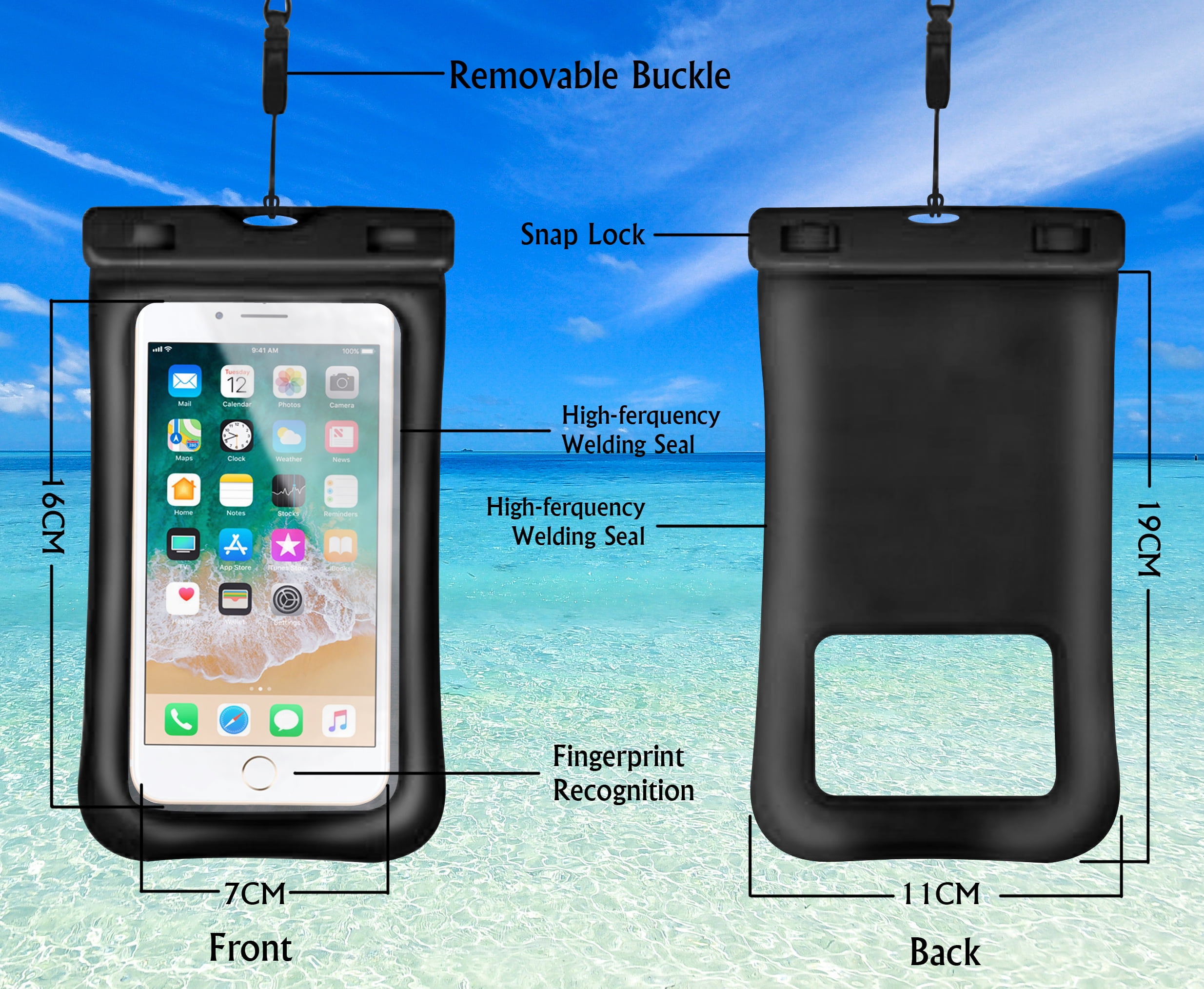 CyberTech Waterproof Pouch Dry Bag Case Full Cover, Touch-ID ...