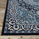 Superior Glendale Oriental Medallion Indoor Runner Rug, 2'7"x8', Blue ...