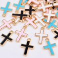 40pcs Enamel Cross Crucifix Charms Alloy Jesus Blessing Cross Dangle ...