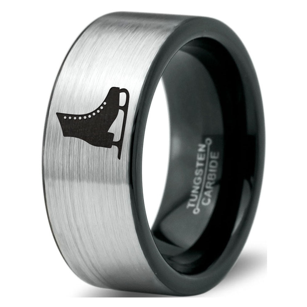 Zealot Jewelry - Tungsten Ice Figure Skating Hockey Skate Band Ring 8mm ...
