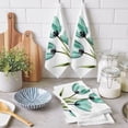 1 Pack Teal Floral Kitchen Towels Teal Tulips Green Leaf Transparent ...