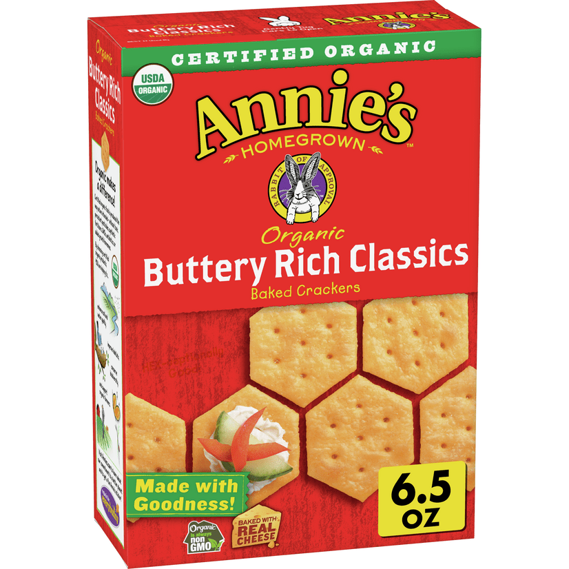 Annie's Organic Buttery Rich Classic Baked Snack Crackers, 6.5 oz ...