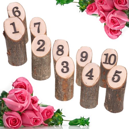 Vonky 10pcs 1-10 Log-shape Wood Wedding 1-10 Numbers Rack Table Numbers ...