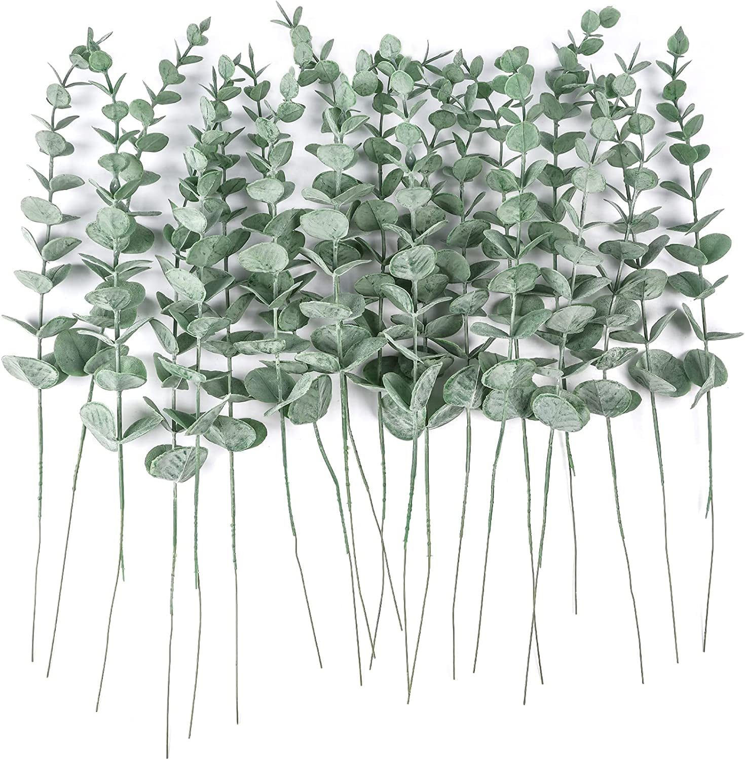 48pcs Artificial Eucalyptus Stems with Frost, Faux Eucalyptus Leaves ...