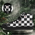 Coolcustomize Men's Black & White Checkerboard & Red Heart Print High ...