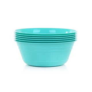 Mintra Home Plastic Bowls with Handles 2 Pack (Medium, Deep Lake Blue ...