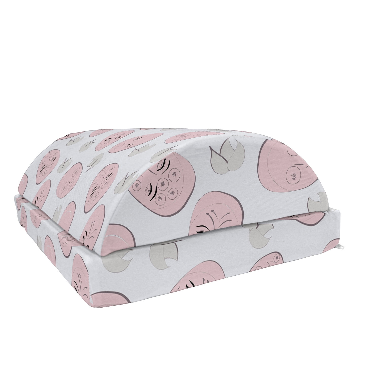 Blush Pink Foot Rest, Relaxation Themed Pattern with Faces with Fresh ...