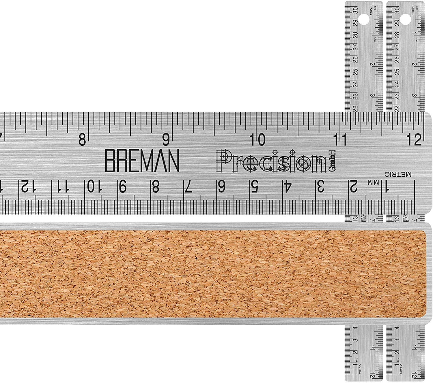 Breman Precision Metal Rulers 12 Inch - Stainless Steel Corked Backed ...