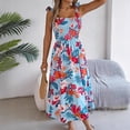 2026 New European and American Style Women's Light Blue Tropical Floral ...