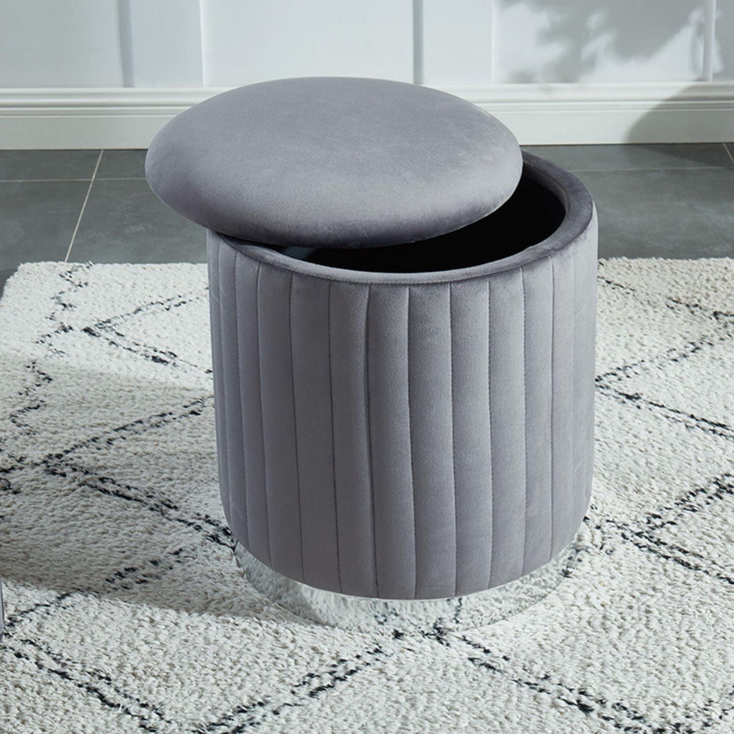 Click here for Ih Casadécor Charlotte Velvet Round Ottoman With S... prices
