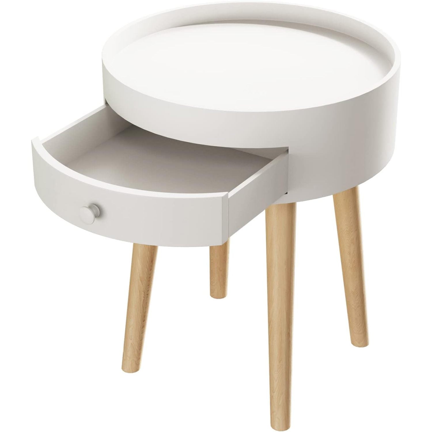 HElectQRIN Tea Tables, 18" H Storage Drawer Bedside Table with ...