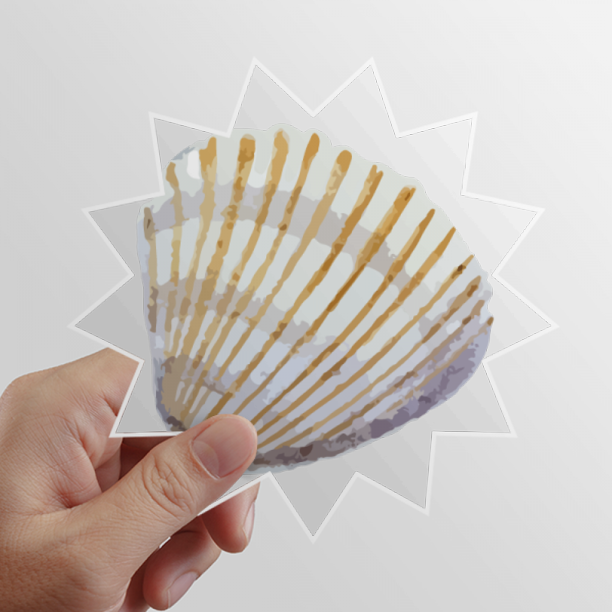 Yellow Scallop Marine Life Illustration Sun Vinyl Sticker Luggage ...