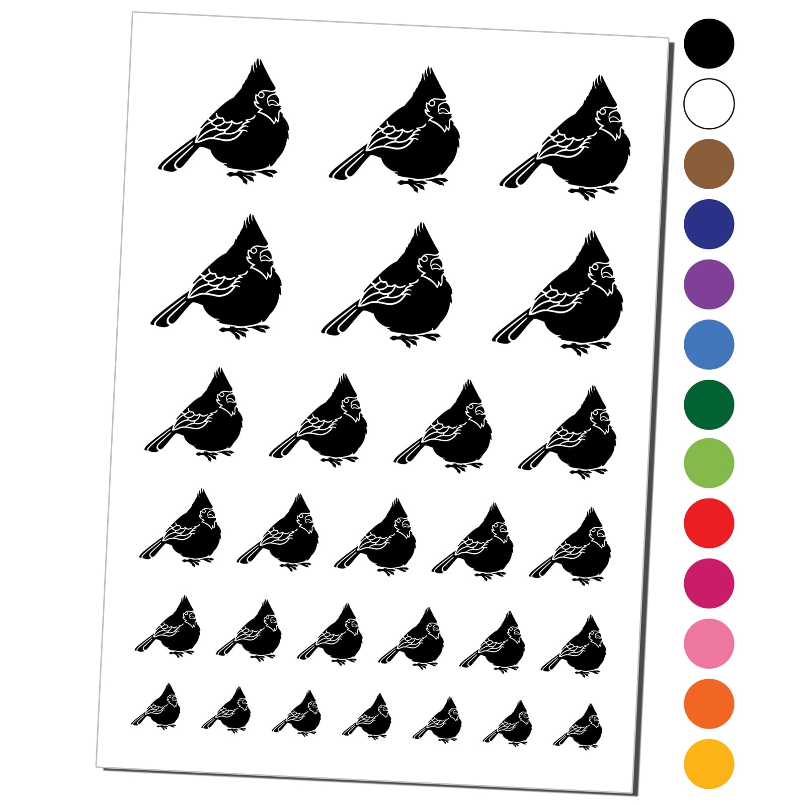 Puffy Cardinal Bird Water Resistant Temporary Tattoo Set Fake Body Art ...