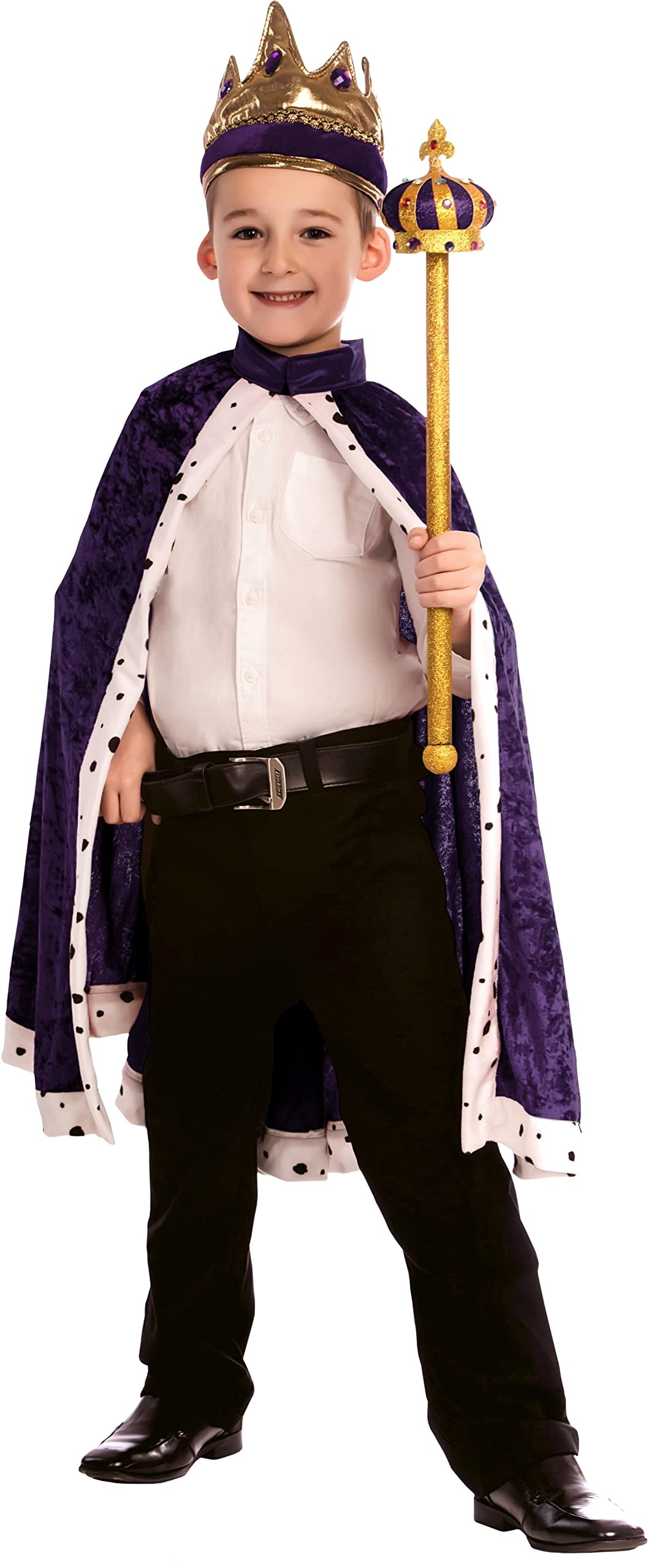 Disfraz de rey para niños Dress Up America con corona y capa morado ...