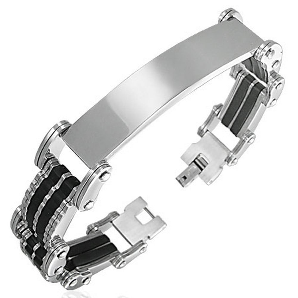 Stainless Steel Two-Tone Name Tag Mens Bracelet - Walmart.com