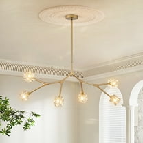 Depuley 6 Light Crystal Chandelier Ceiling Light Flush Mount Ceiling ...