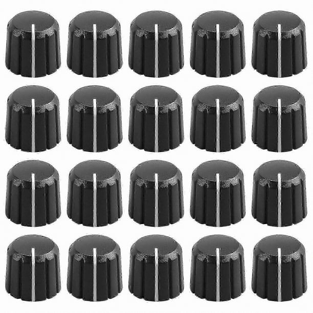 20-Pack Plastic Rotary Knobs for 6mm D-Shaft Guitar Controls, 15x13.5mm ...