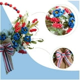 Idyllic 16 Inch Patriotic Wood Balls Flowers Wreath for Front Door Red ...