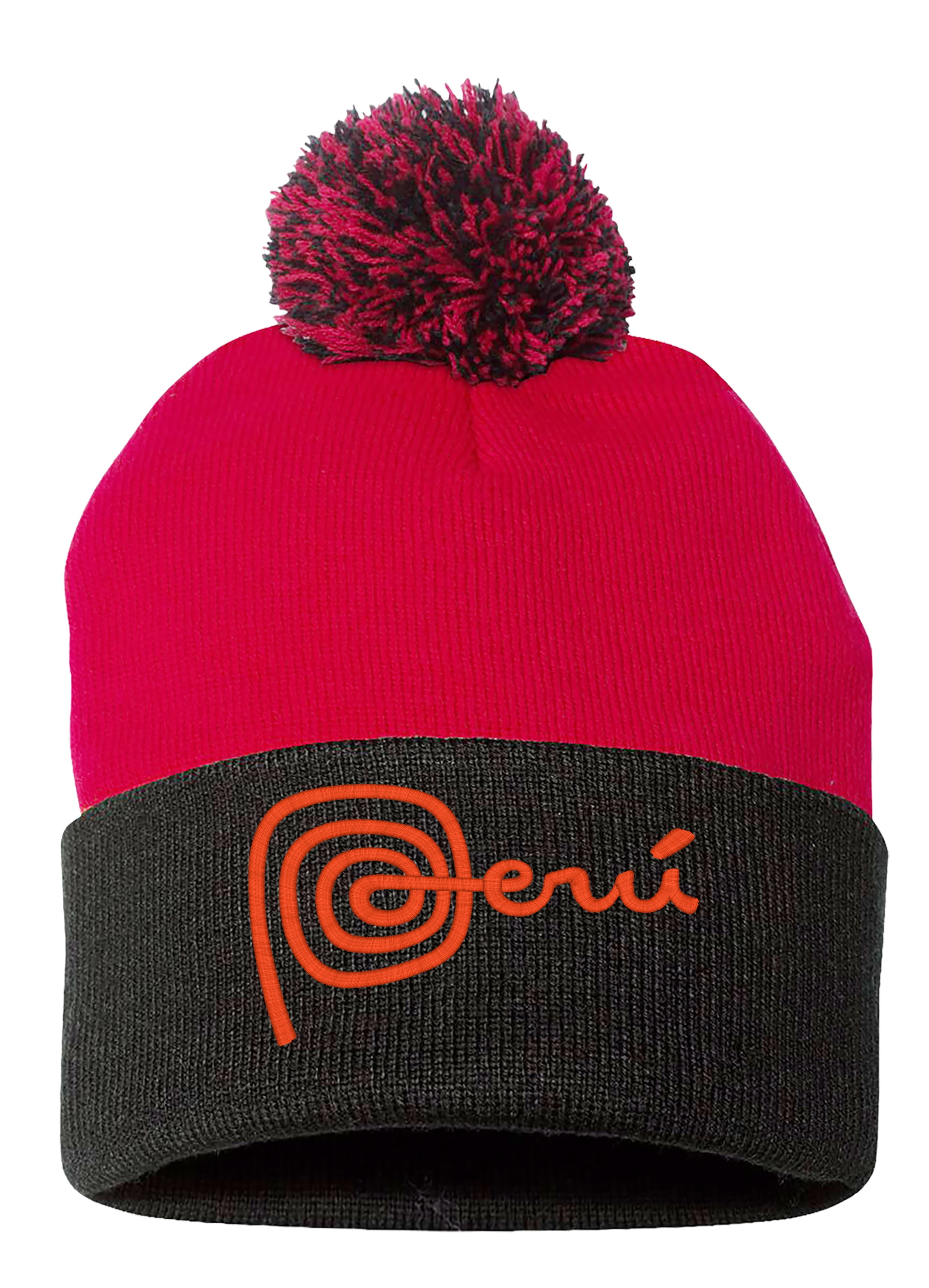 Embroidered Pom Pom PERU National Logo-EM-0037-Red-Black - Walmart.com