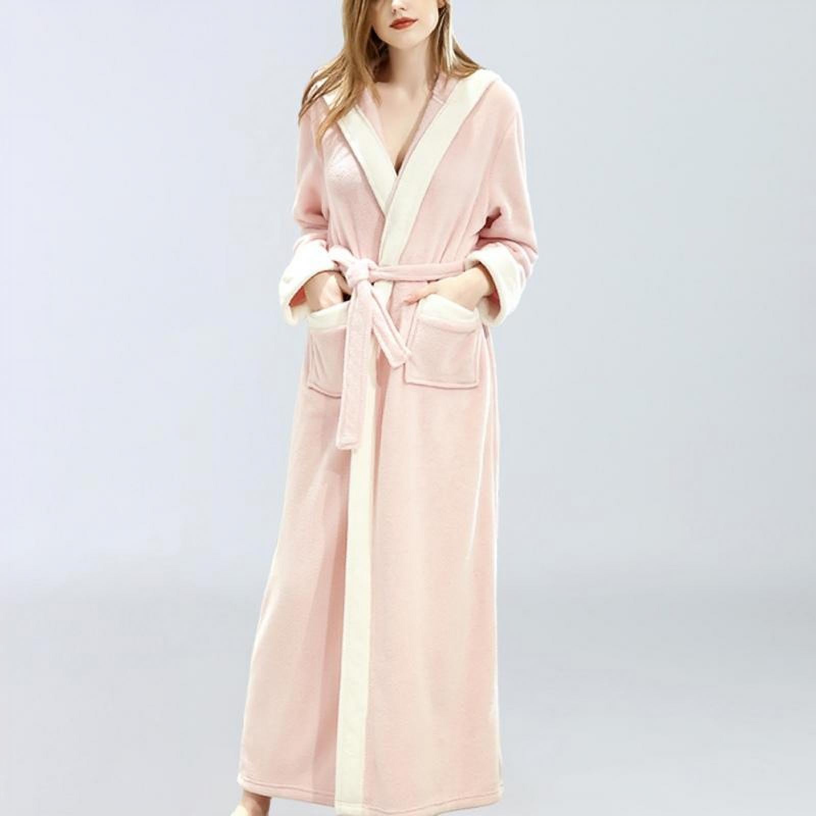 Womens Long Bath Robe Plush Soft Fleece Bathrobes Nightgown Ladies Pajamas Sleepwear Housecoat ...