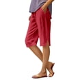 Bike Shorts Women Casual Elastic Waist Loose Fit Pocket Shorts Summer ...