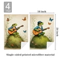 A frog sitting on top of a rock playing a guitartea towels4-Pack 16 by ...