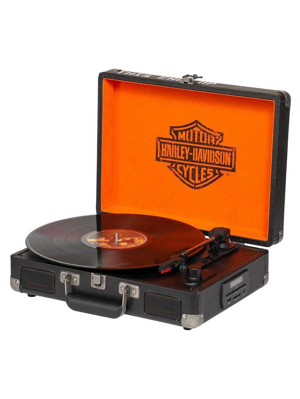 Harley-Davidson Vintage Portable Record Player, Bar & Shield Logo Trunk ...