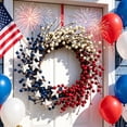 17.71x17.71 Inch Independence Day Berry Star Flower Wreath Rattan Base ...