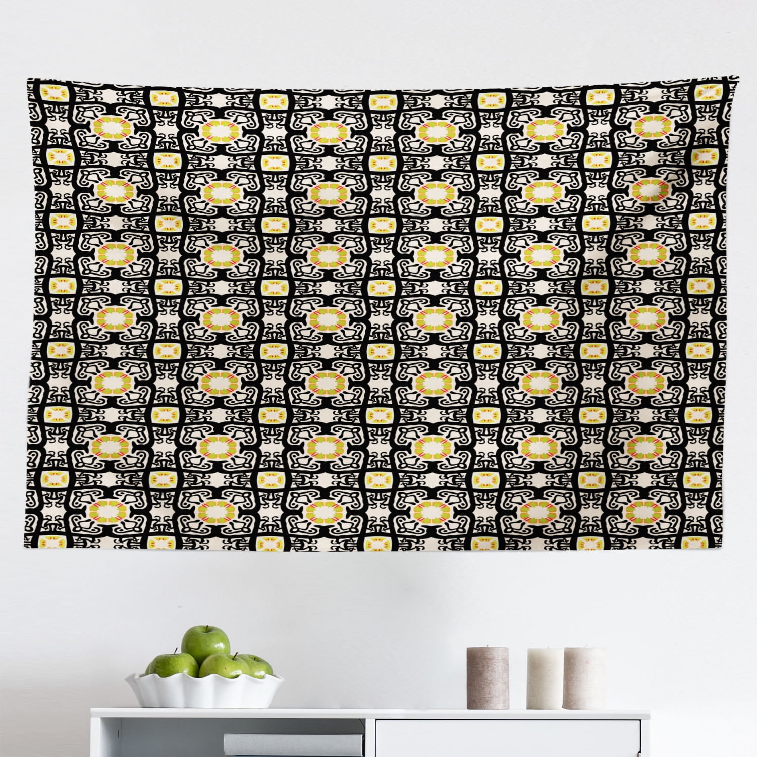 Spring Tapestry, Cartoon Look Ladybugs Graphic on Polka Dots Background ...