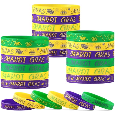48 Pieces Mardi Gras Party Favors Silicone Bracelets Carnival ...