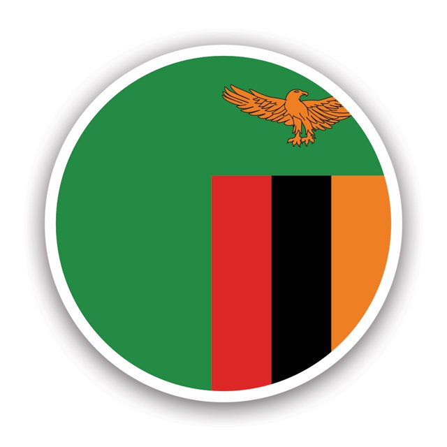 Round Zambian Flag Sticker Decal - Self Adhesive Vinyl - Weatherproof - Made in USA - zambia zmb ...