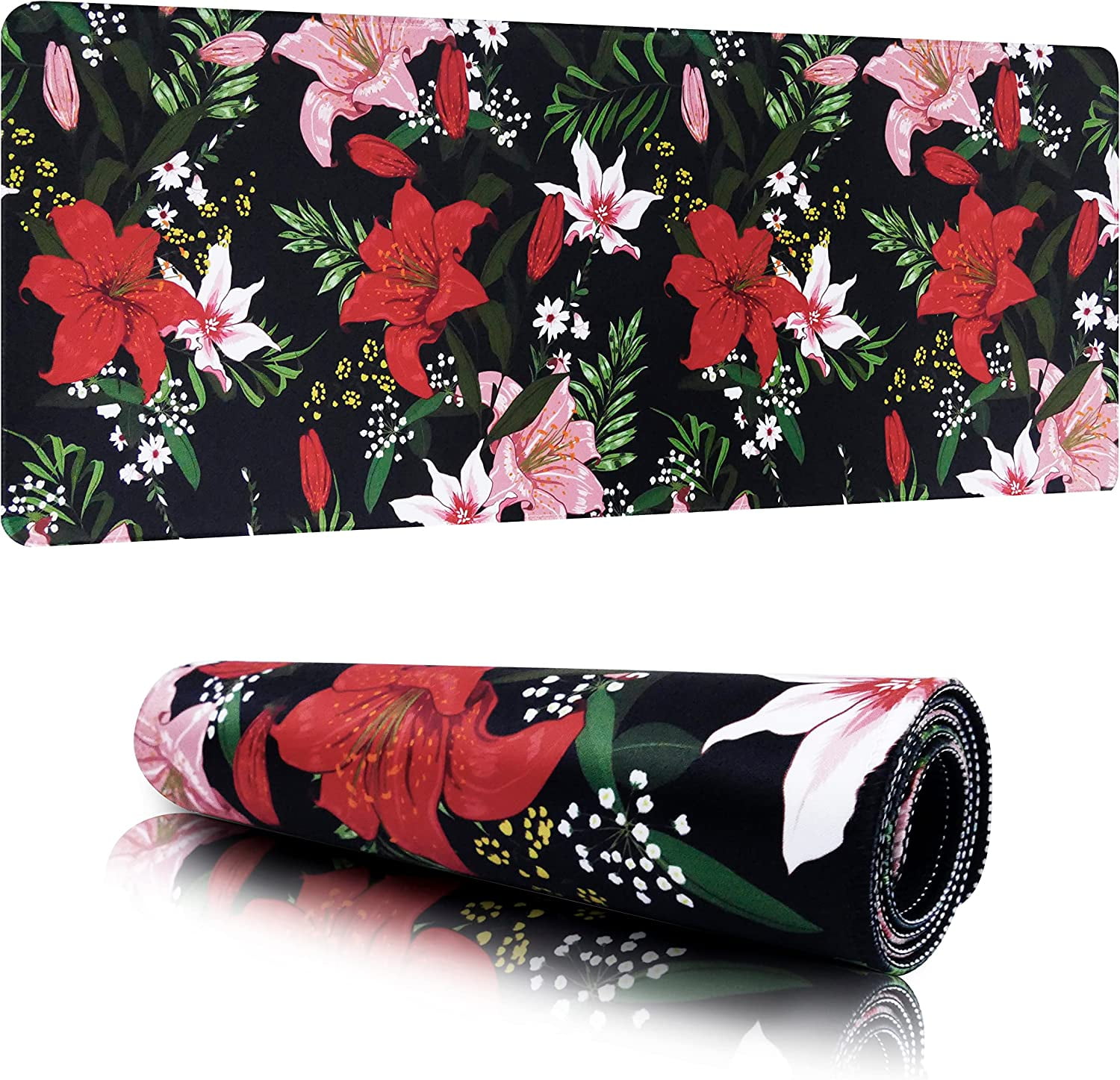 Mouse Pad Extended Gaming Mouse Pad Floral Mat Desk Pad Keyboard Laptop ...