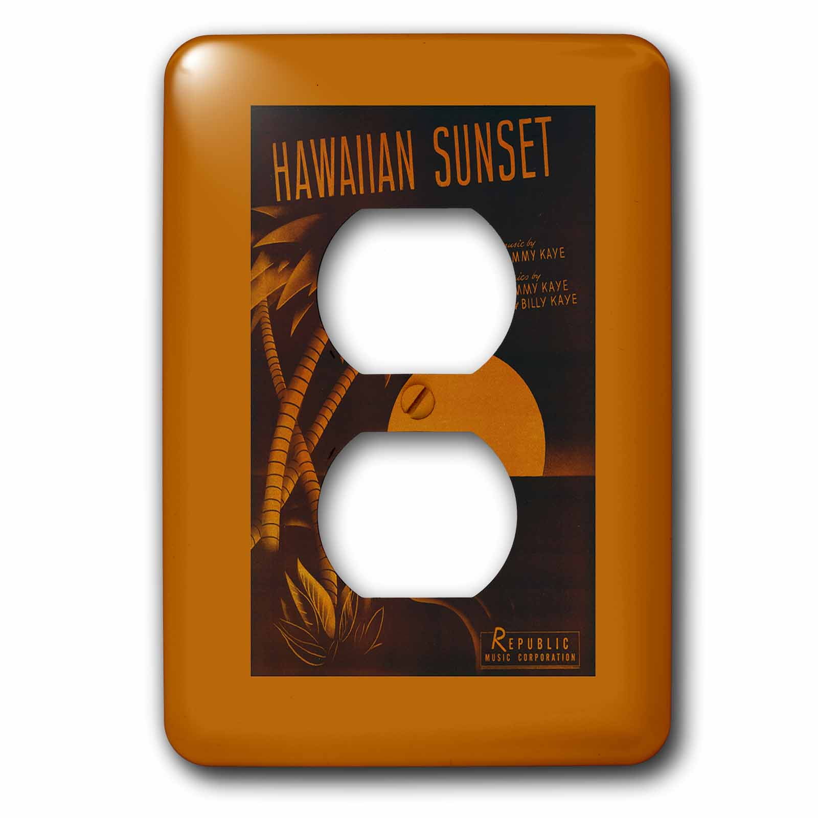 Hawaiian Sunset Tropical Sunset with Palm Tree 2 plug outlet cover lsp ...