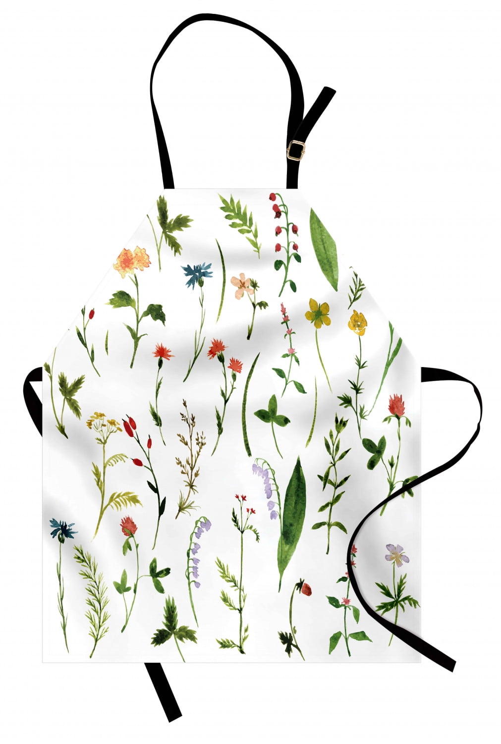 Watercolor Flower Apron Different Kinds of Flowers with Herbs Weeds ...