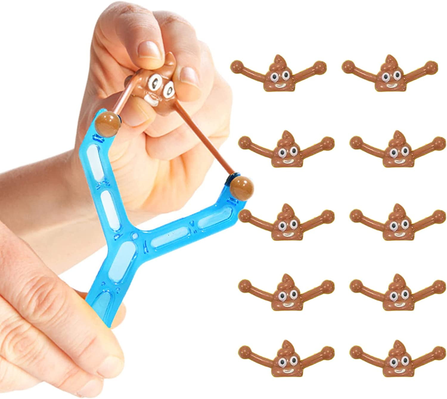 ORUYROP Poop Slingshot Toy,10 pc Poop Shots and 1 Sling Toilet Shooting ...